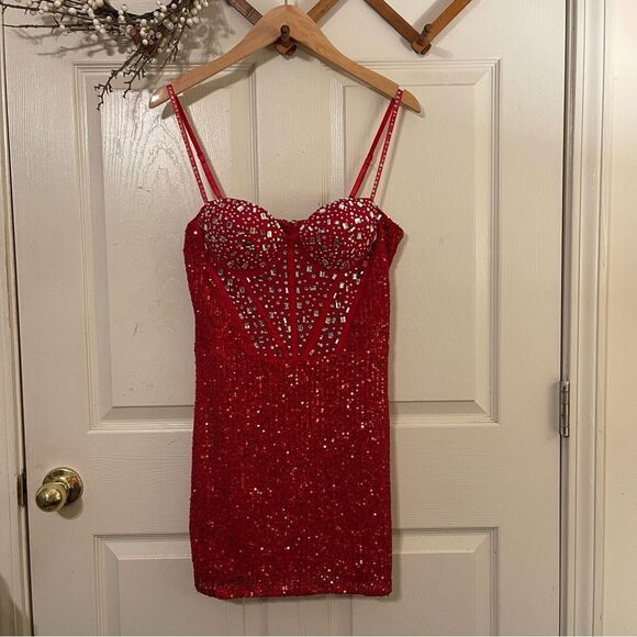 Dresses | Elegant Redsequin Mini Dress | Poshmark